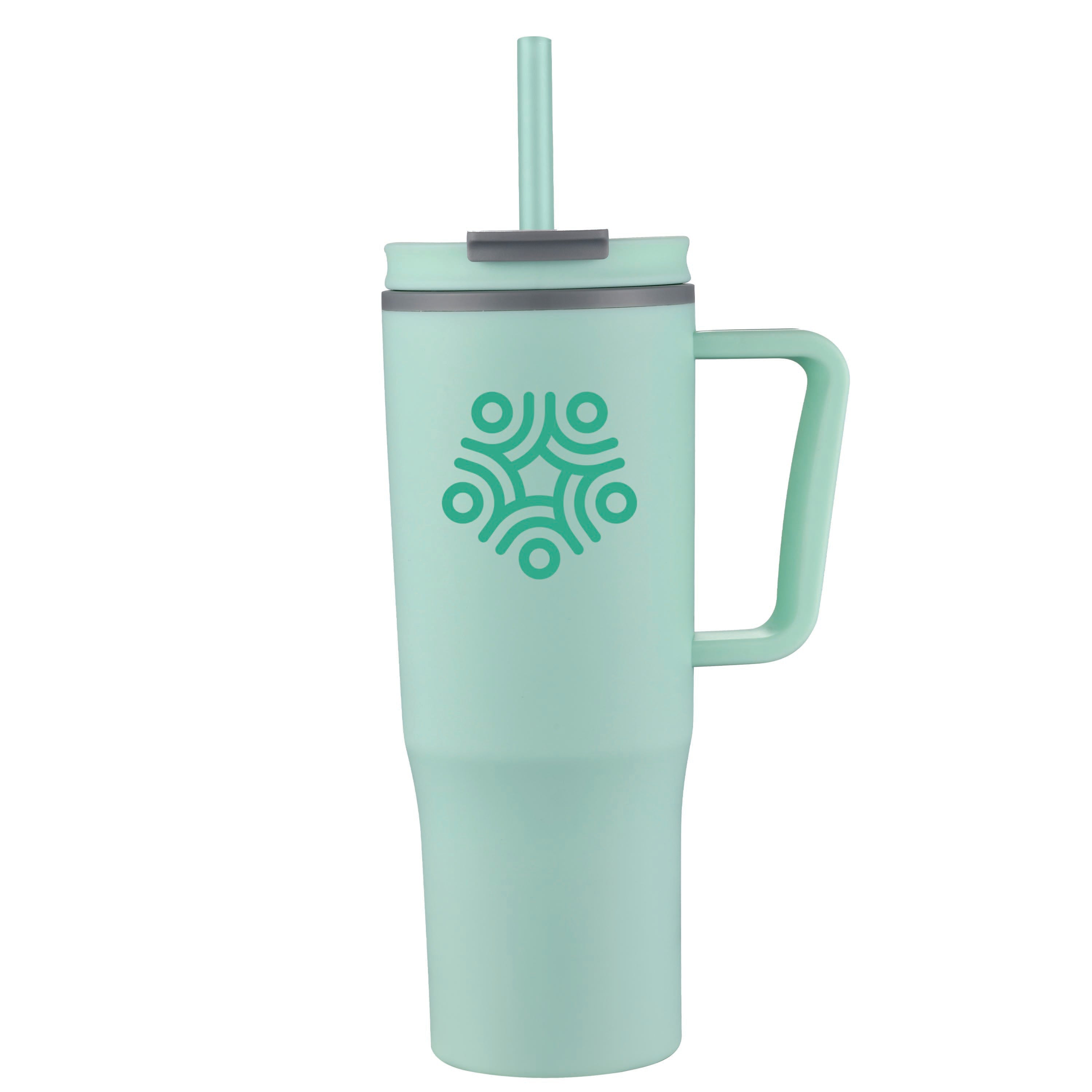 30 oz Double Wall Plastic Travel Mug with Handle & Straw – RushKing